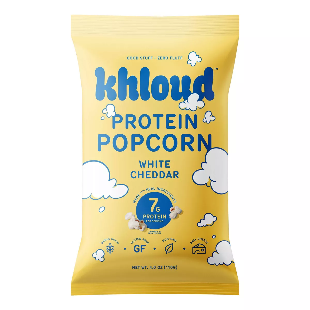 Khloud White Cheddar Protein Popcorn; Gluten Free; Non-GMO- 4 oz ...