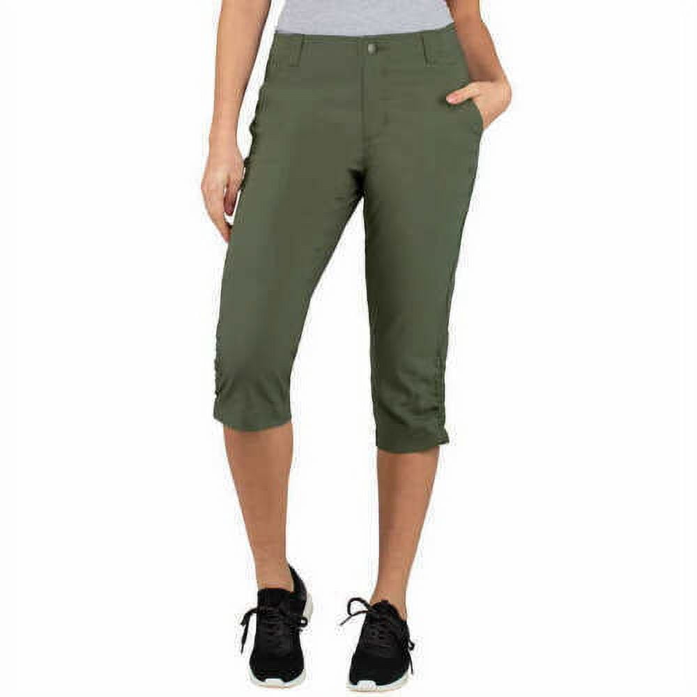 Khombu Womens Stretch Fabric Zip Pocket Woven Capri - Walmart.com