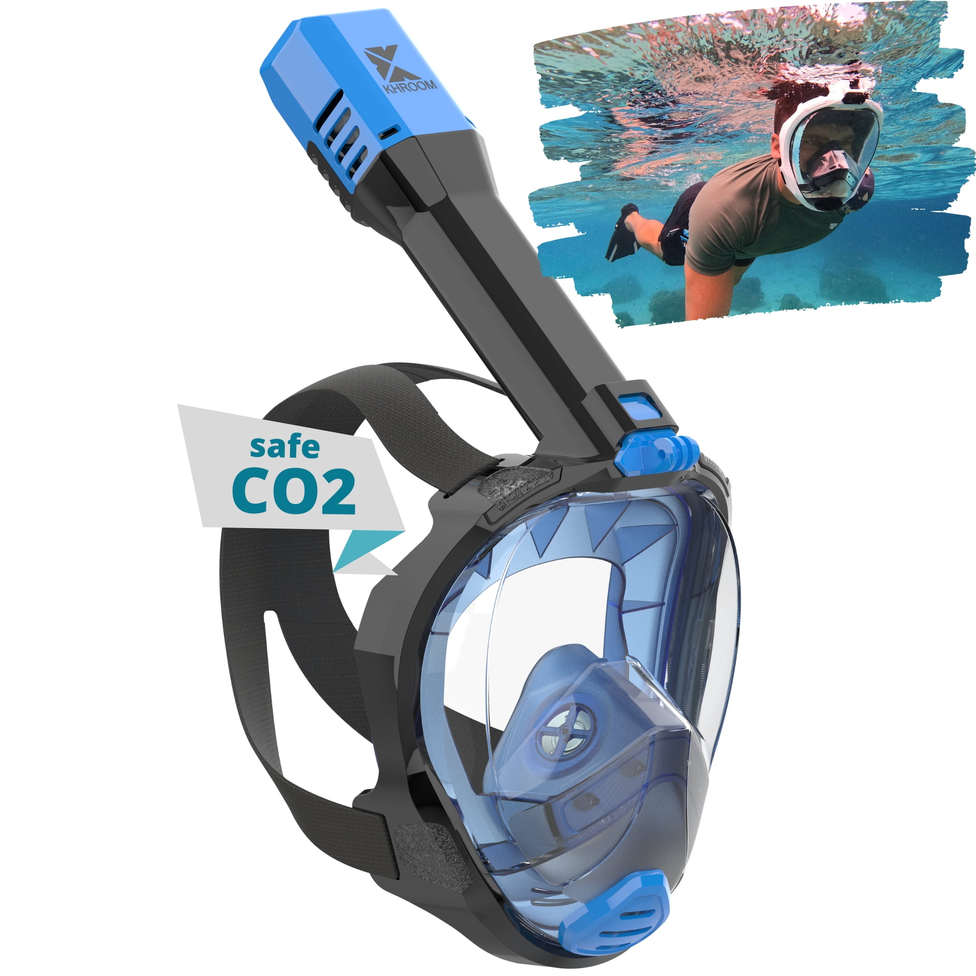 Khroom Full Face Snorkel Mask for Adults | CO2 Safe | Fullface Diving ...