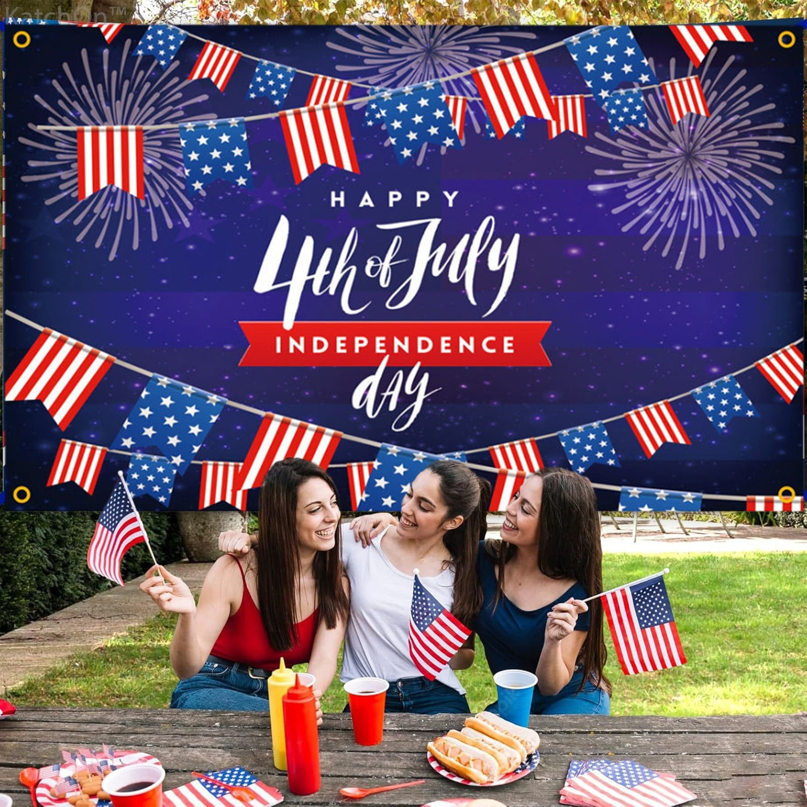 Khunlpohl Independence Day Banners Decorative Photo Backdrops 4th Of ...