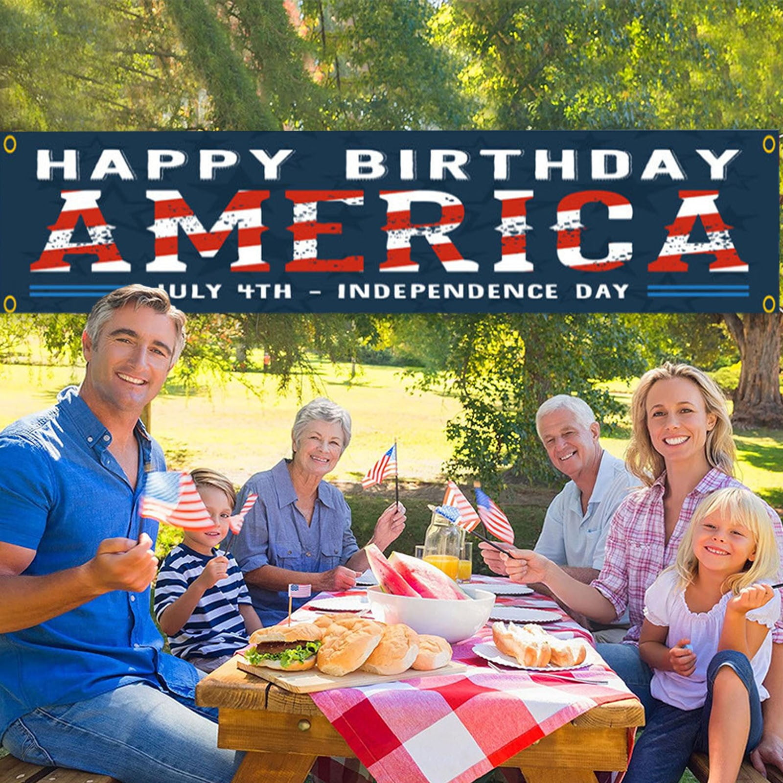 Khunlpohl Independence Day Decorations Polyester Fabric USA 4th of July ...