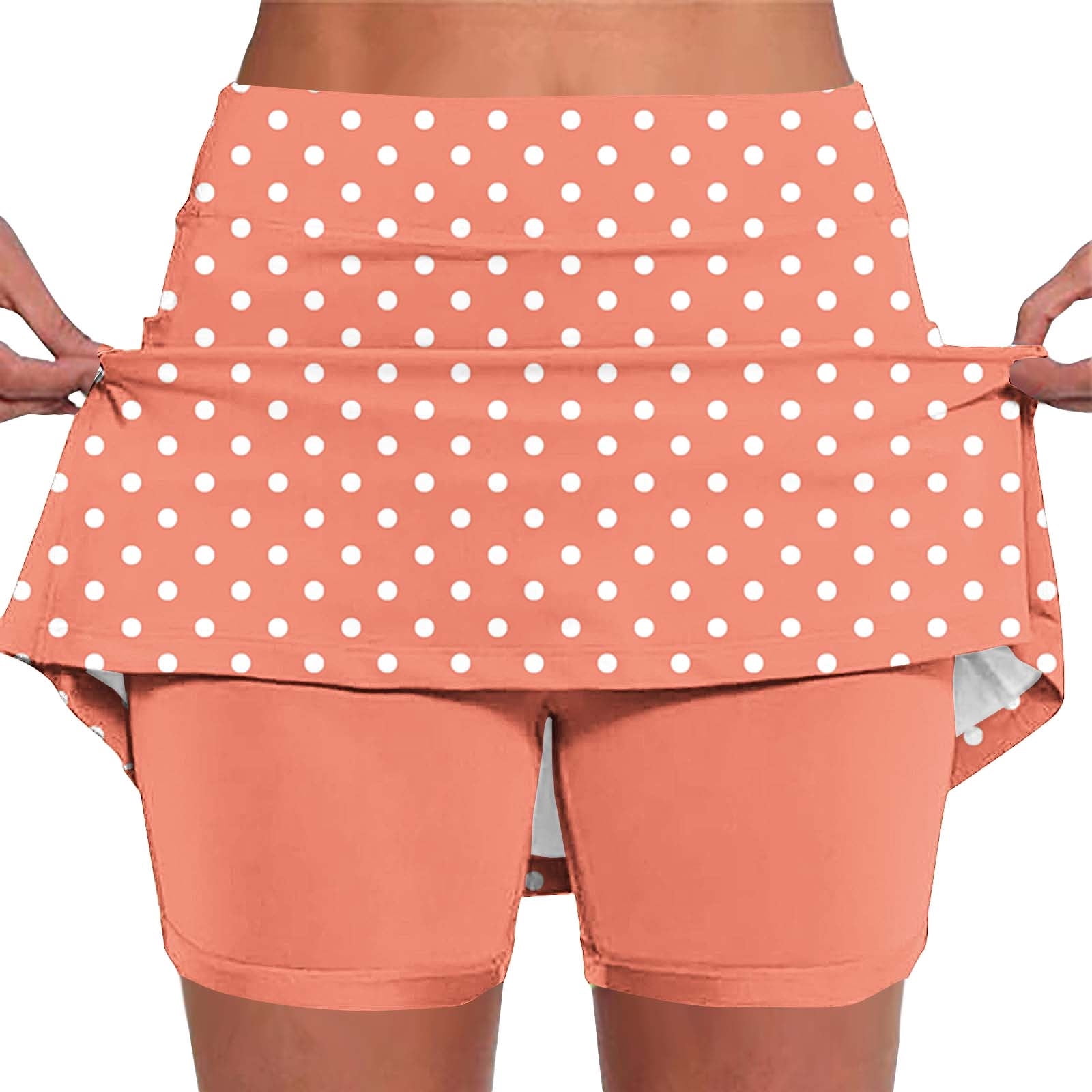 Khunlpohl Women's Yoga Skirt Shorts Polka Dots Leggings Elastic Waisted ...