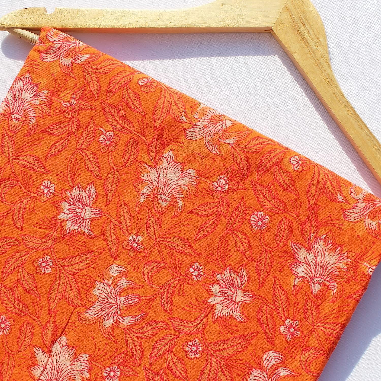 Khushi Handicraft Pure Cotton Voile Floral Hand Block Printed Fabric ...