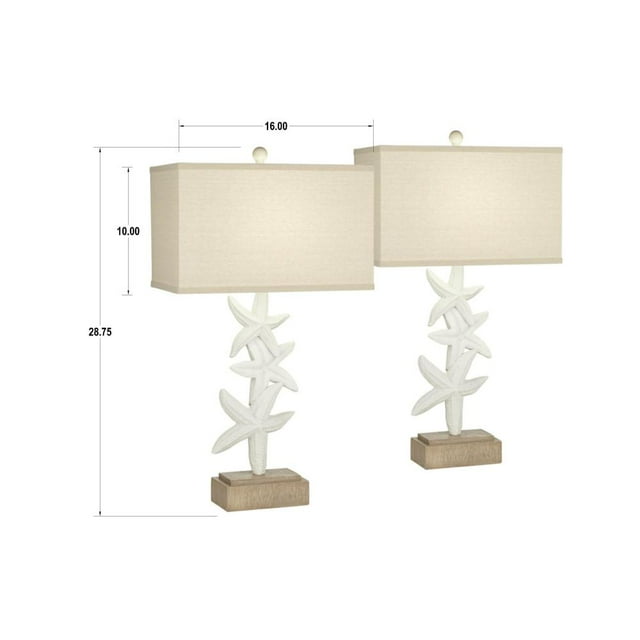 Ki Essentials Coastal Beach-Themed Resin Starfish Table Lamp Set of 2 ...