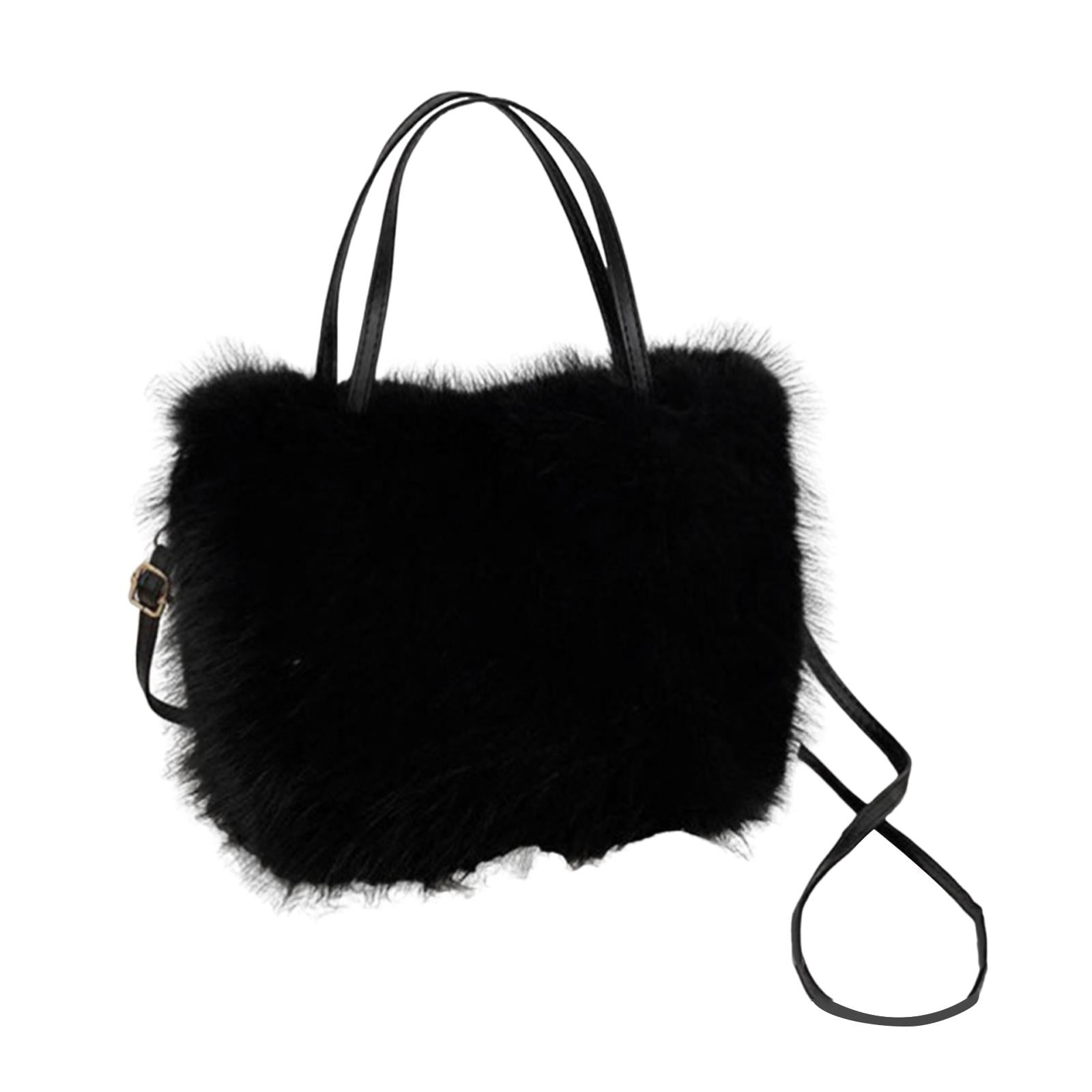 KiBcsLic Furry Tote Bag Fluffy Shoulder Bag Soft Clutch Fuzzy Handbag ...