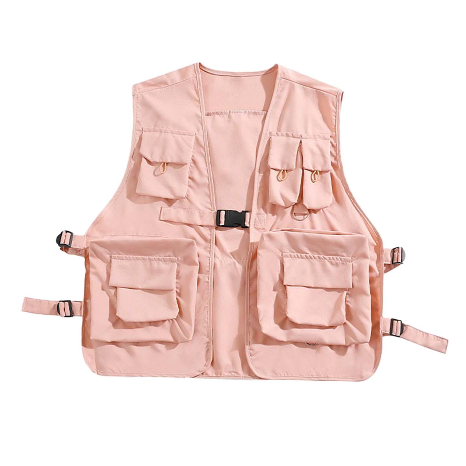 KiBcsLic Utility Vest Front Buckle Cargo Vest for Men Women Adults ...