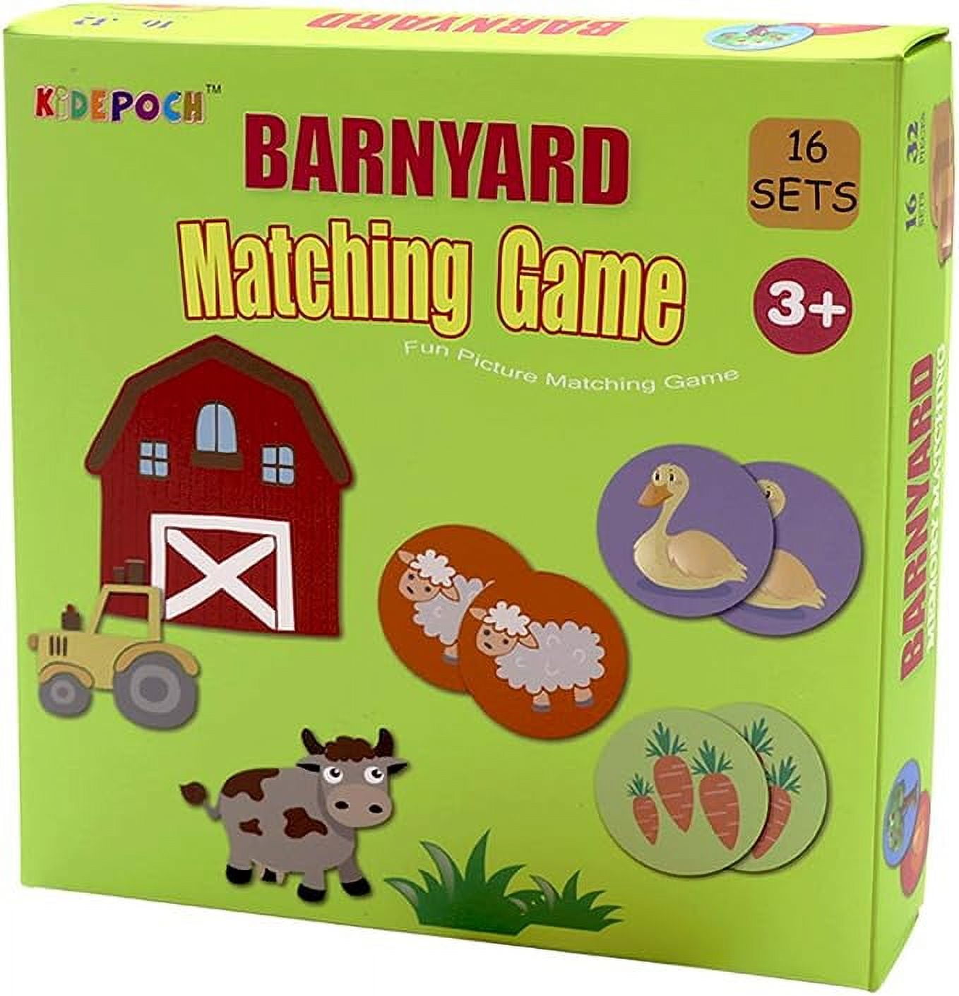KiDEPOCH Memory Match Game – 16 Matching Pairs Preschool Memory Games Featuring Barnyard Element ...