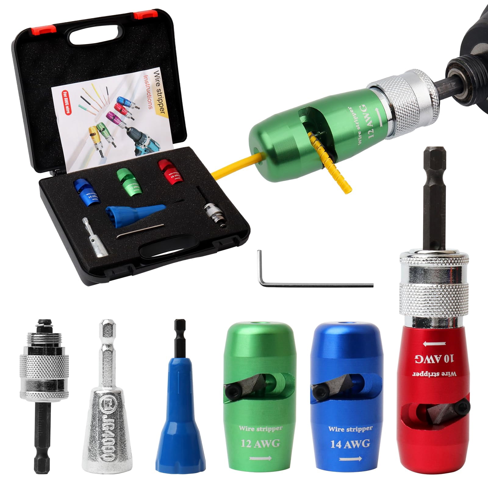 KiWALL Wire Stripper for Drill, Upgraded Electric Wire Stripping & Wire ...