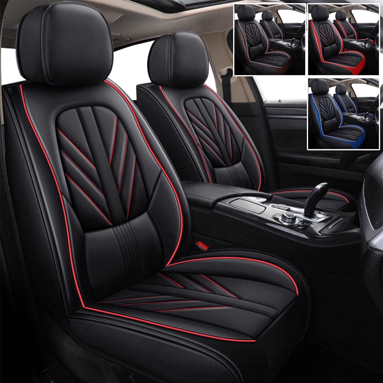 For Kia Car Seat Cover, Upgraded 5-Seat PU Leather Auto Seat Protector ...