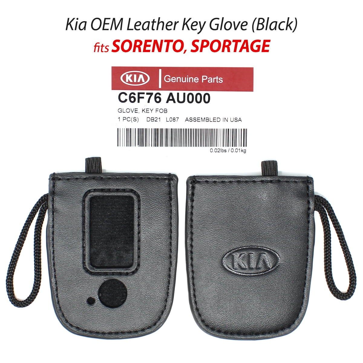 Kia Sorento Sportage OEM Black Leather Smart Key FOB Glove C6F76-AU000 ...