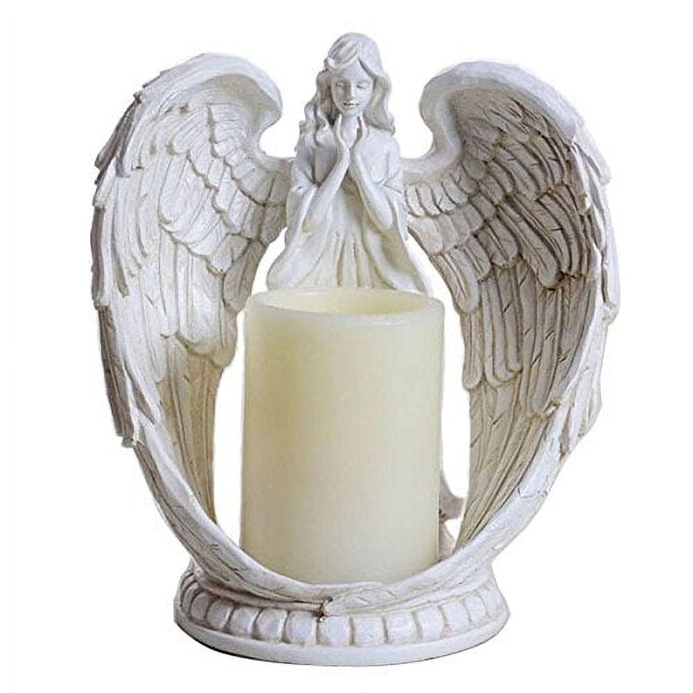 KiaoTime 9 Praying Angel Figurine Wings Angel Flamless LED Candle with ...
