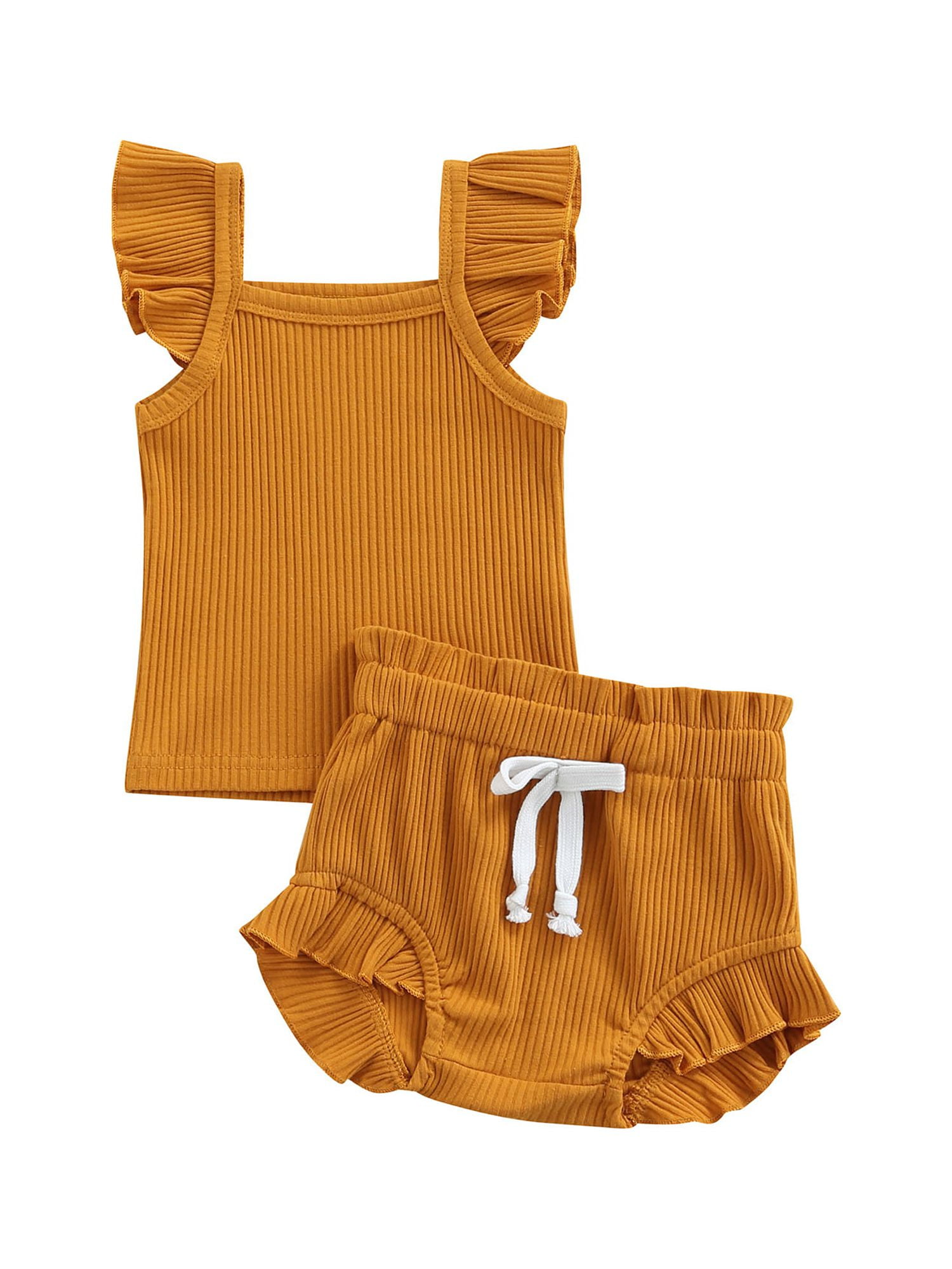 Kiapeise Infant Girl Summer Tank Tops Shorts Sets Ribbed Knit Vest ...