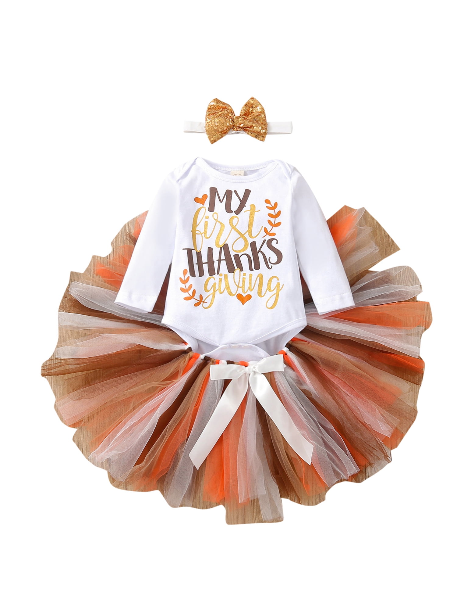 Kiapeise My First Thanksgiving Baby Girls Outfits Long Sleeve Letter ...
