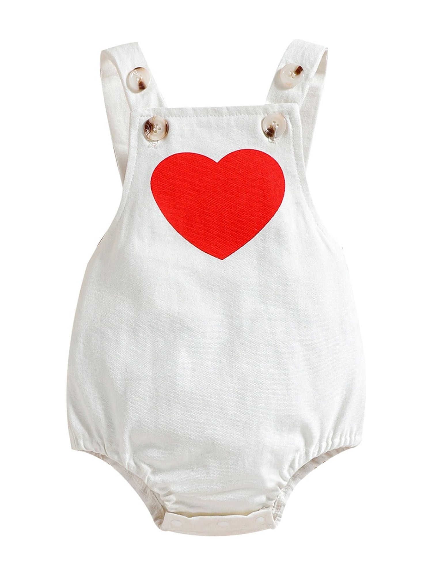 Kiapeise Newborn Baby Girl Valentine's Day Romper Sleeveless Straps Suspender Love Heart One ...