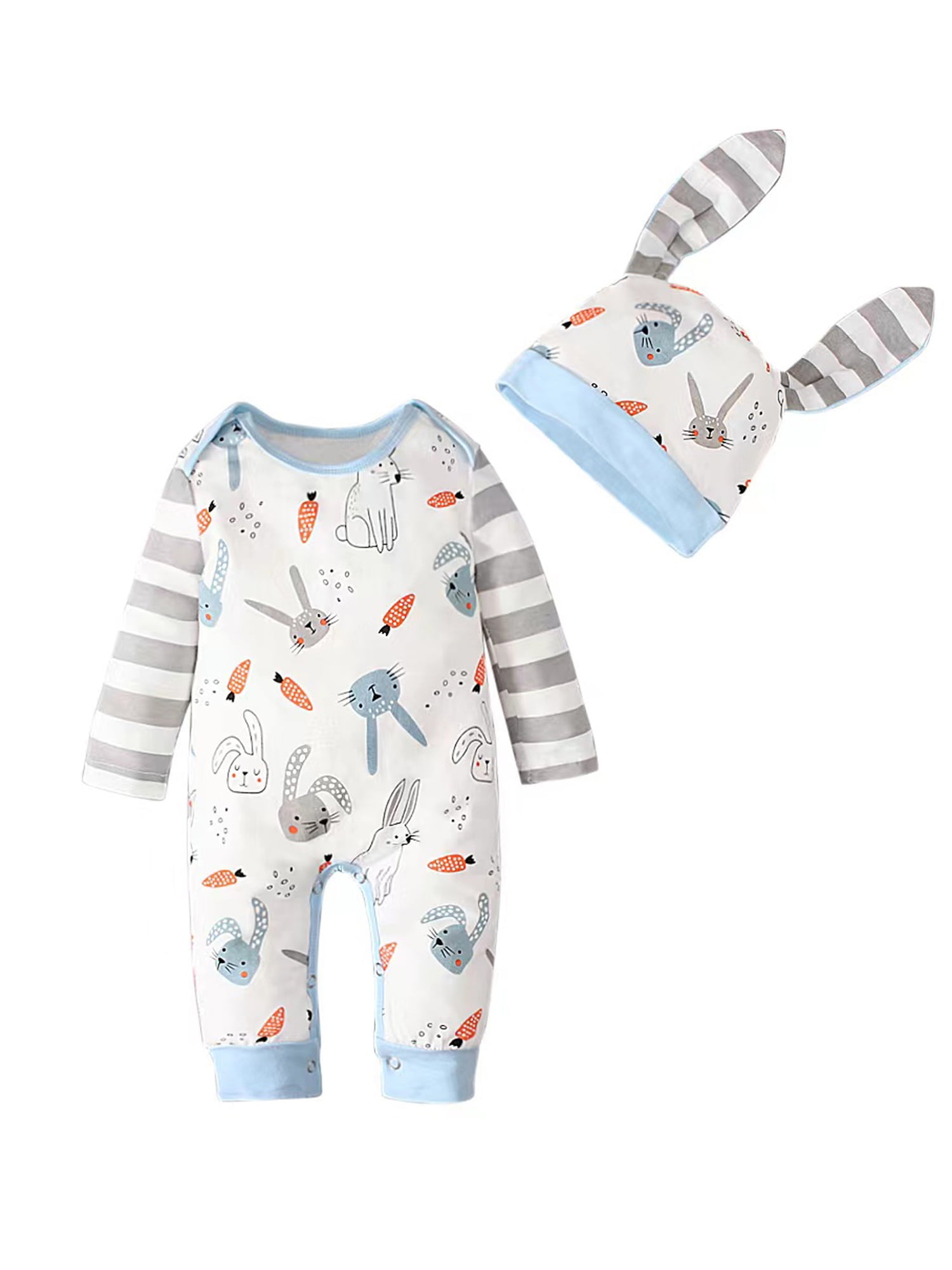 Kiapeise Newborn Baby Girls Boys Easter Outfits Striped Patchwork Long ...