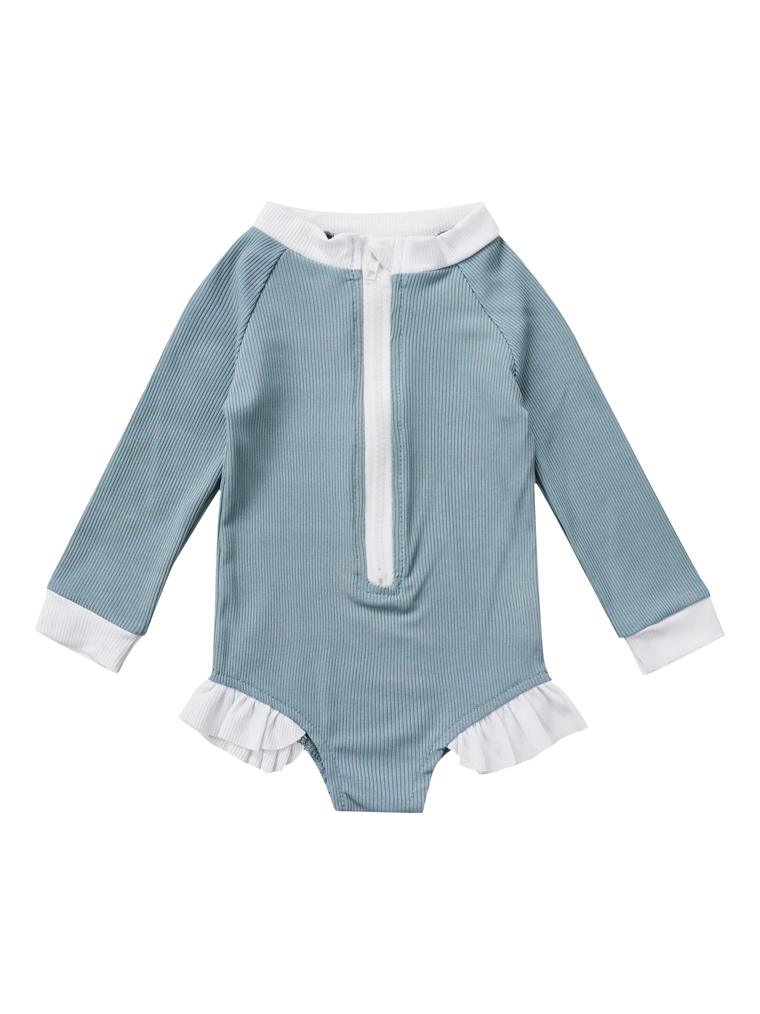 KiapeiseKid Baby Girls One Piece Swimsuit Long Sleeve Zipper Swimwear ...