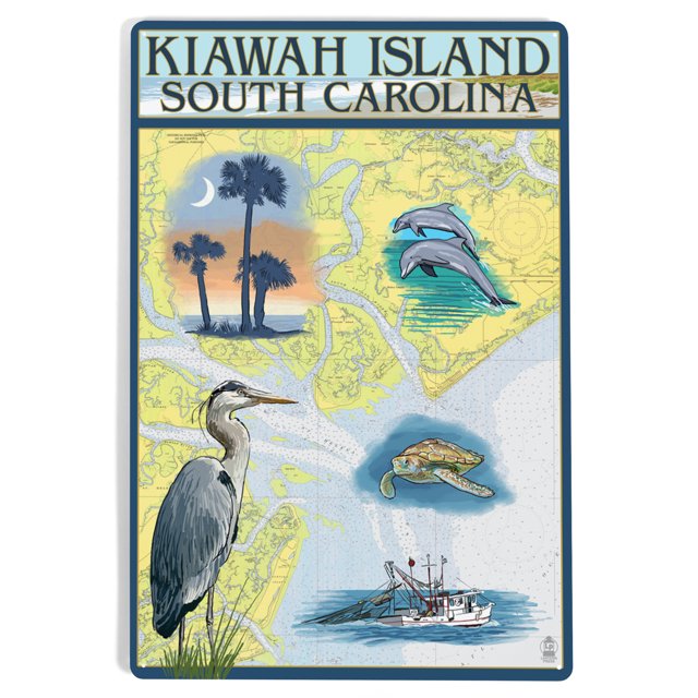 Kiawah Island South Carolina Nautical Chart 12x18 Aluminum Art