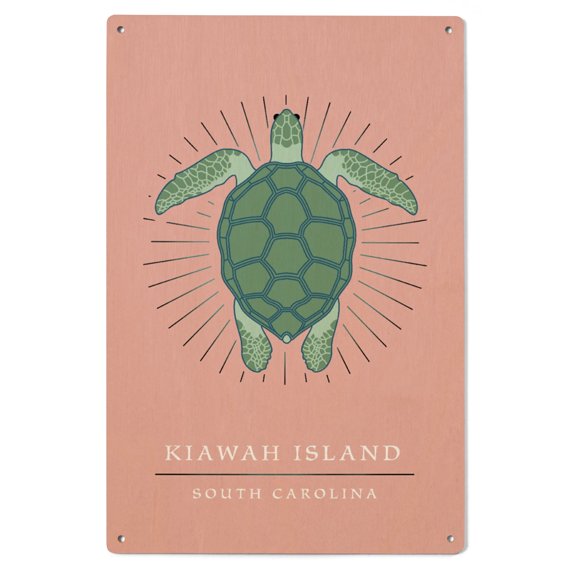 Kiawah Island, South Carolina, Sea Turtle, Pink Birch Wood Wall Sign ...