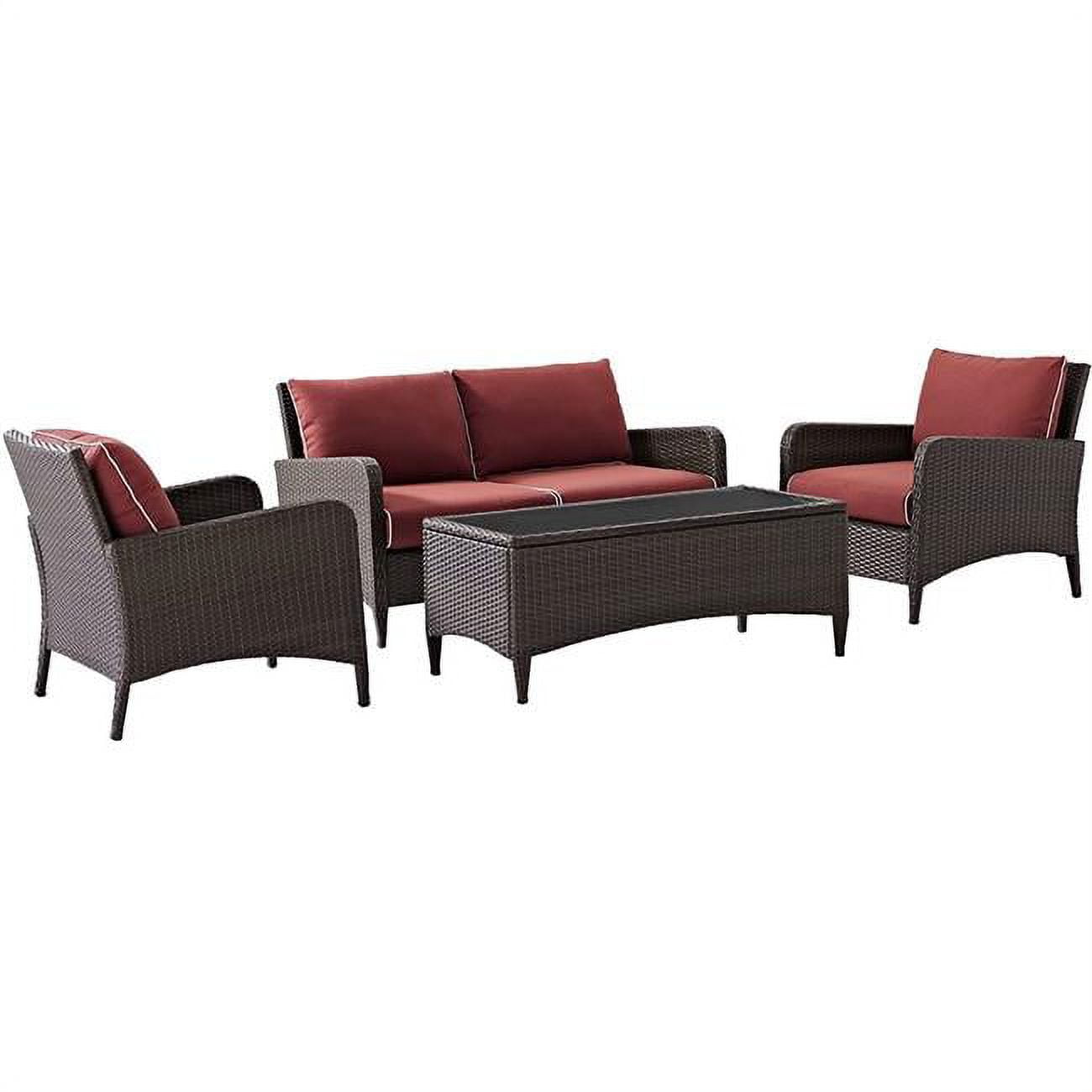 Kiawah Outdoor Wicker Conversation Set - Loveseat, 2 Arm Chairs ...