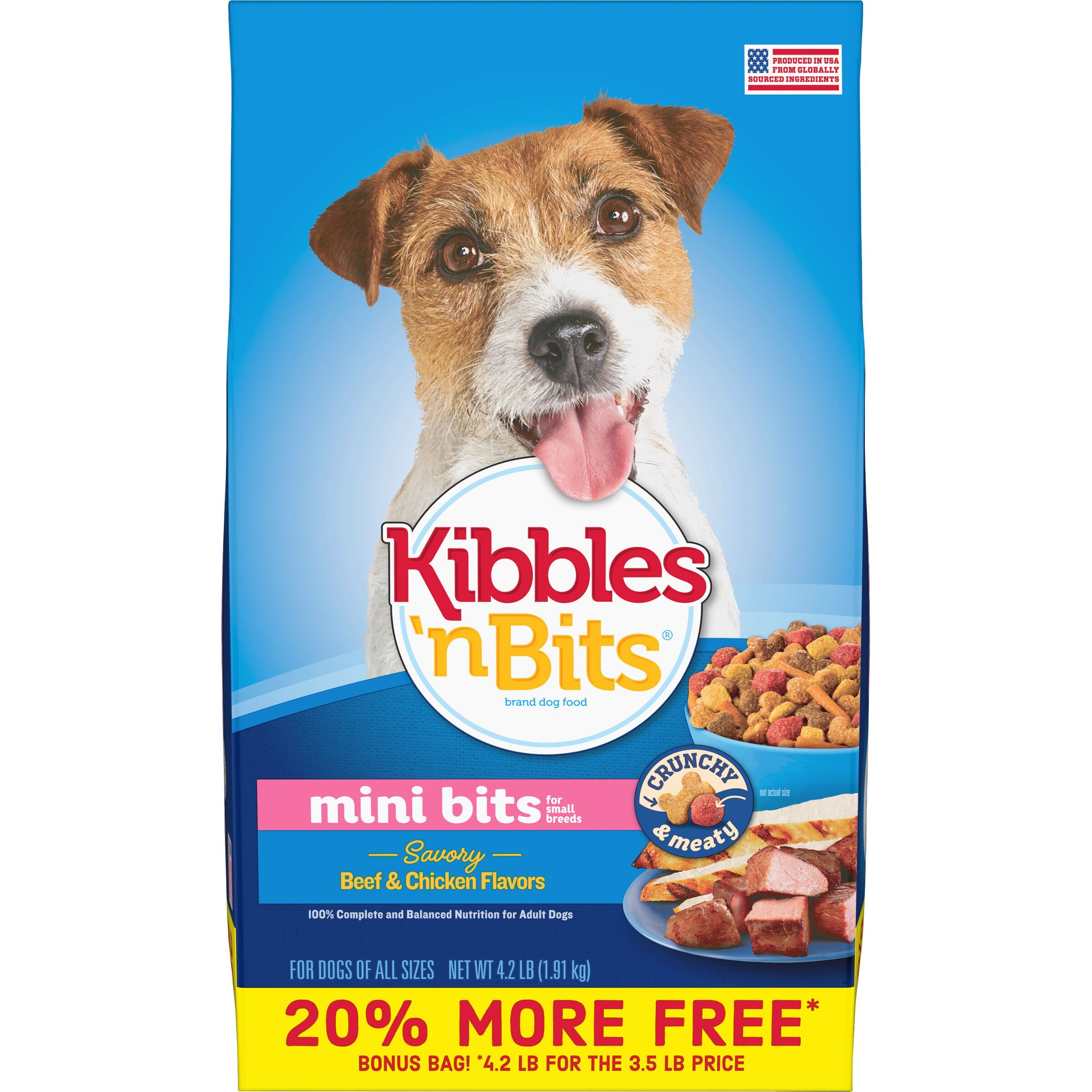 Kibbles 'n Bits Small Breed Mini Bits Beef & Chicken Dog Food, 4.2 lb ...