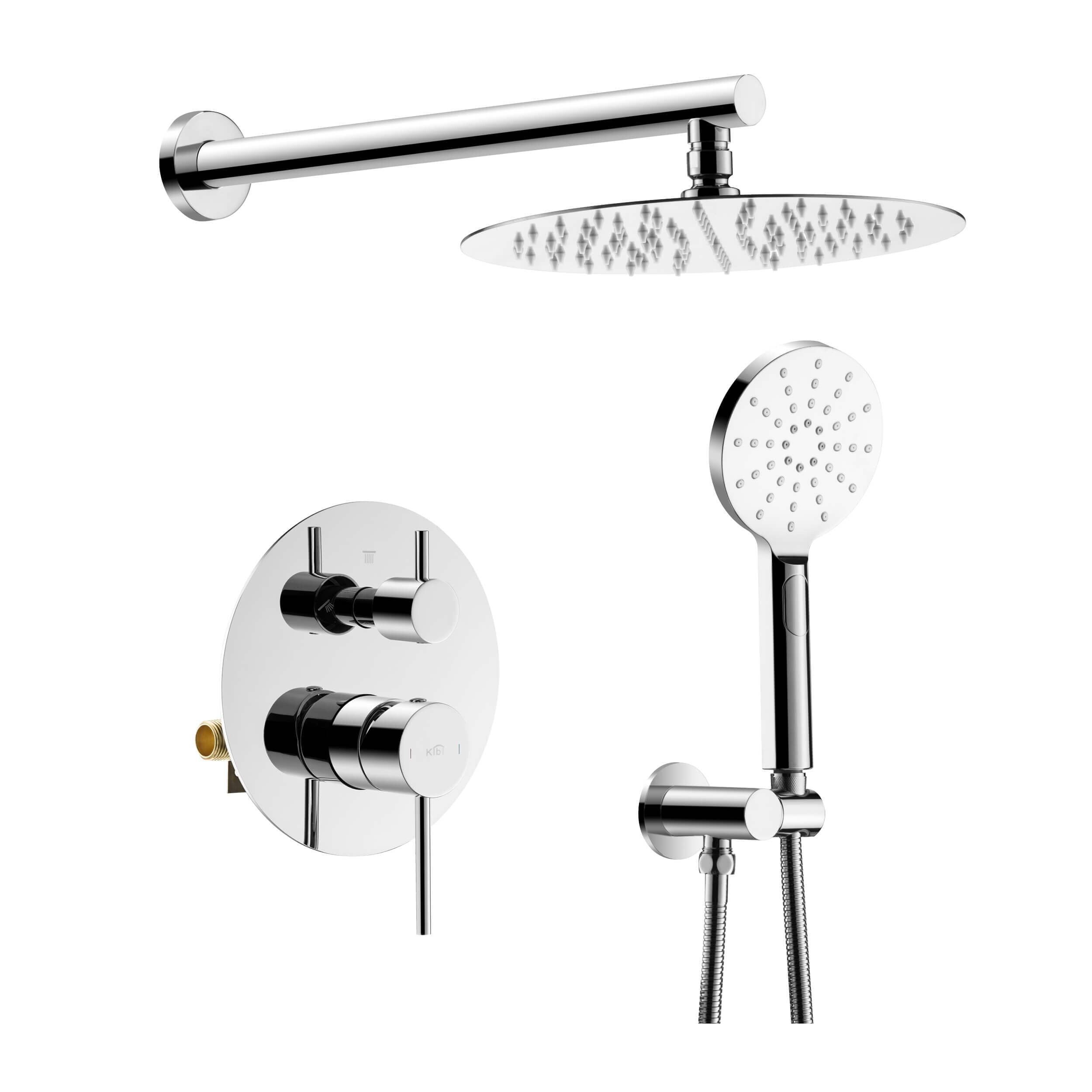 Kibi Circular Pressure Balanced 2-Function Shower System with Rough-In ...