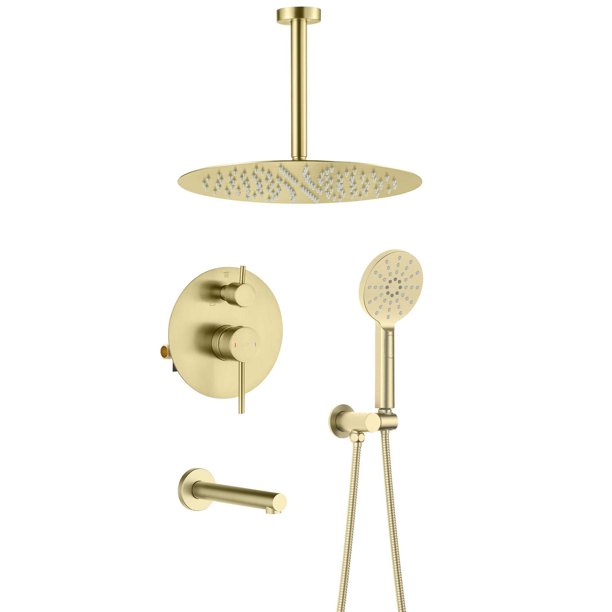 Kibi Circular Pressure Balanced Ceiling Mounted 3-Function Shower ...