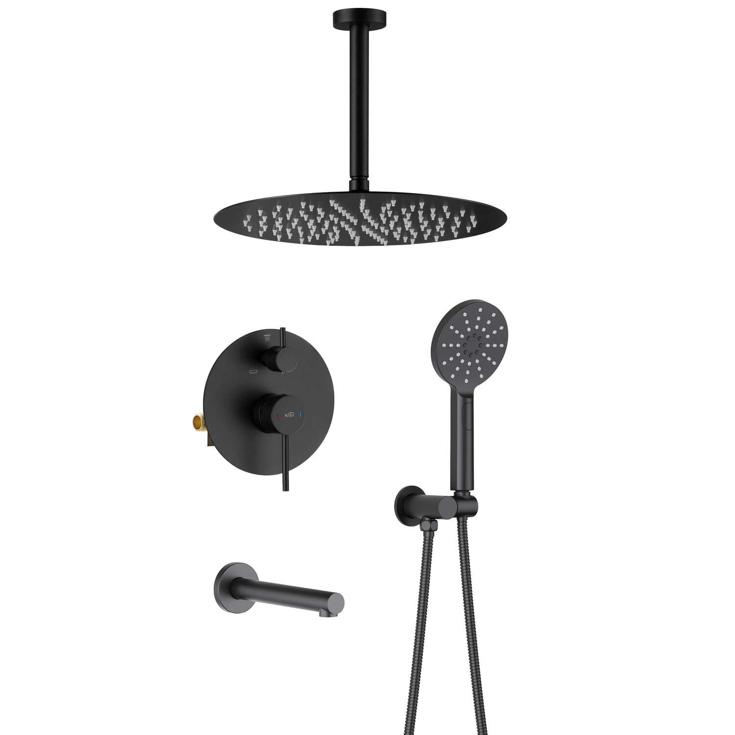 Kibi Circular Pressure Balanced Ceiling Mounted 3-Function Shower ...
