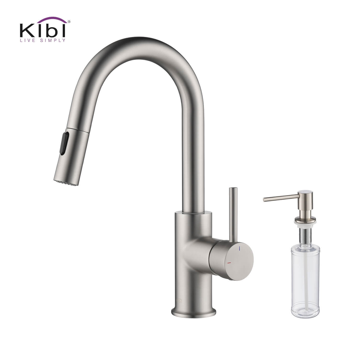 Kibi Circular Single Handle Pull Down Kitchen & Bar Sink Faucet with ...