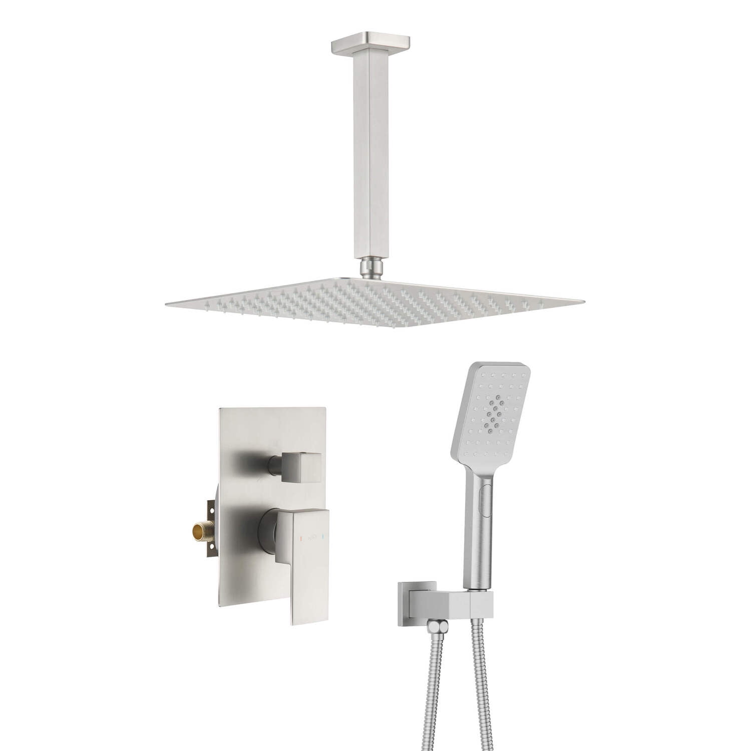 Kibi Cube Pressure Balanced Ceiling Mounted 2-Function Shower System ...