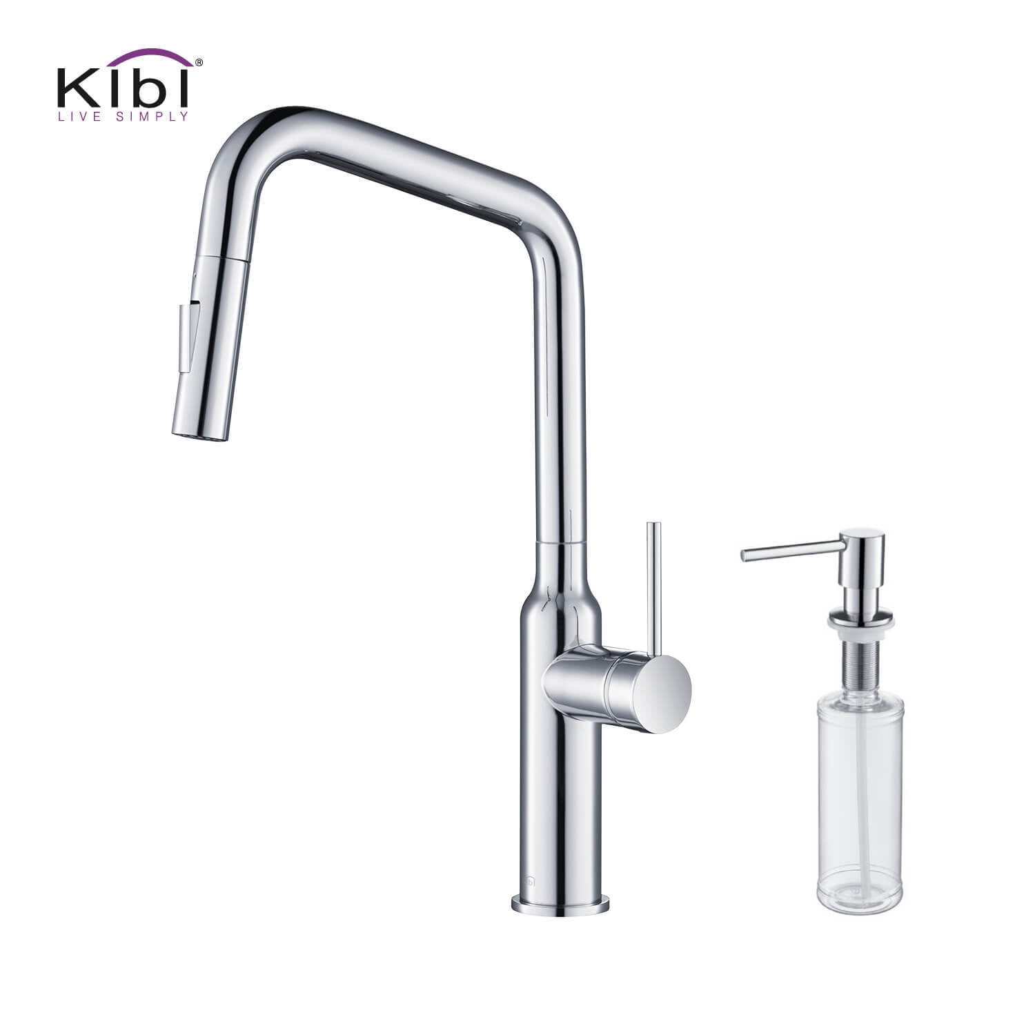 Kibi Macon Single Handle Pull Down Kitchen Sink Faucet with Soap ...