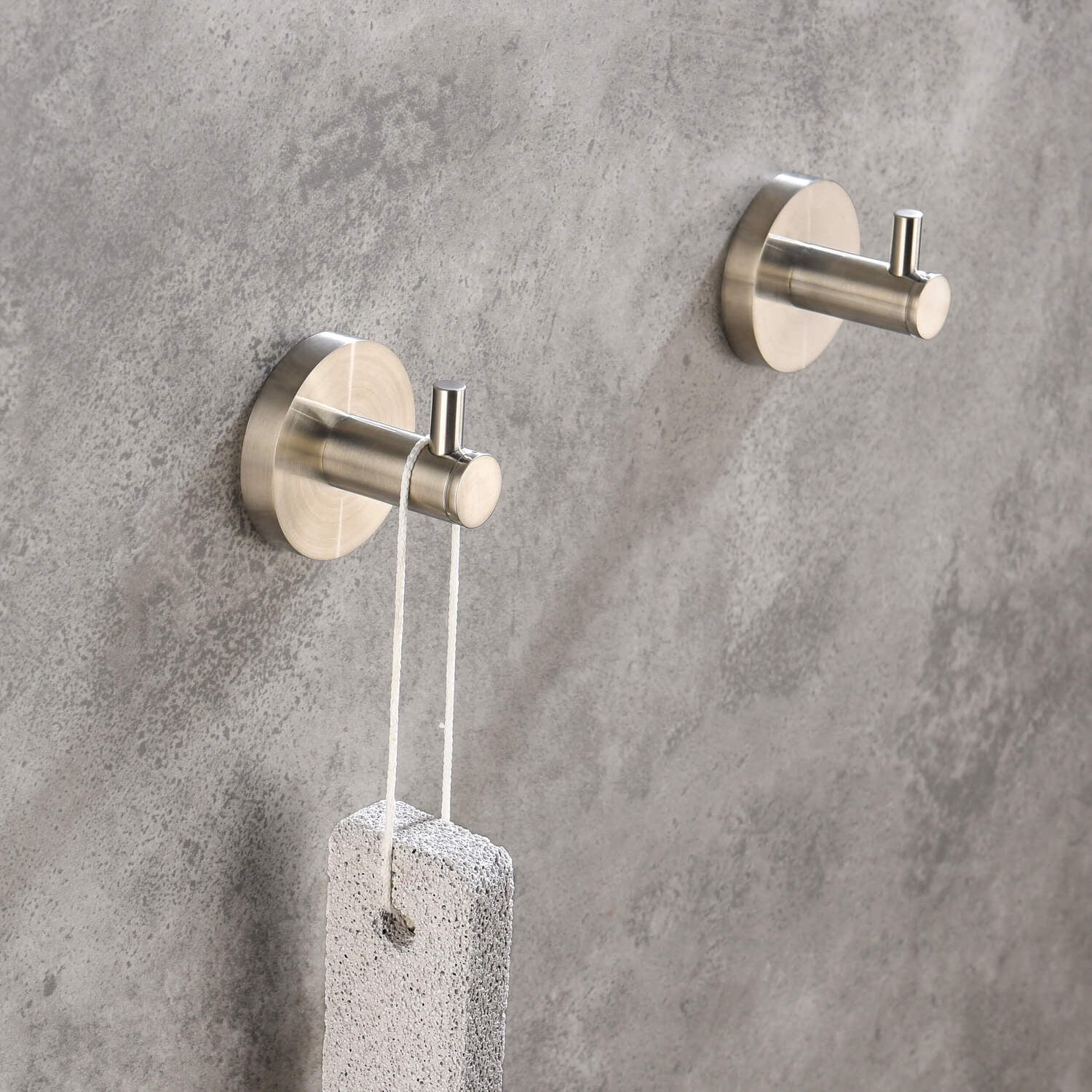 Kibi USA Circular Bathroom Towel & Robe Hook 2 Count Brushed Nickel ...