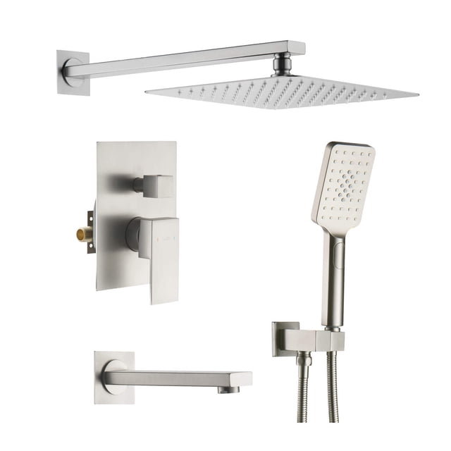 Kibi USA Cube 3-Function Shower System with Rain Shower Head, Handheld ...