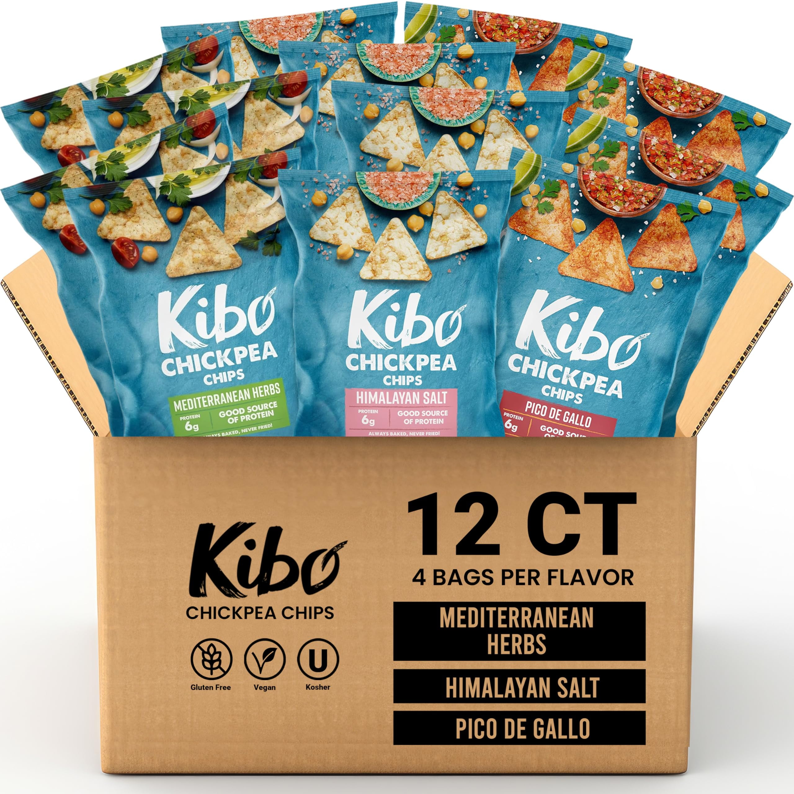 Kibo Chickpea Chips 3 CCF19 Flavor Variety Pack - High Protein-Fiber ...