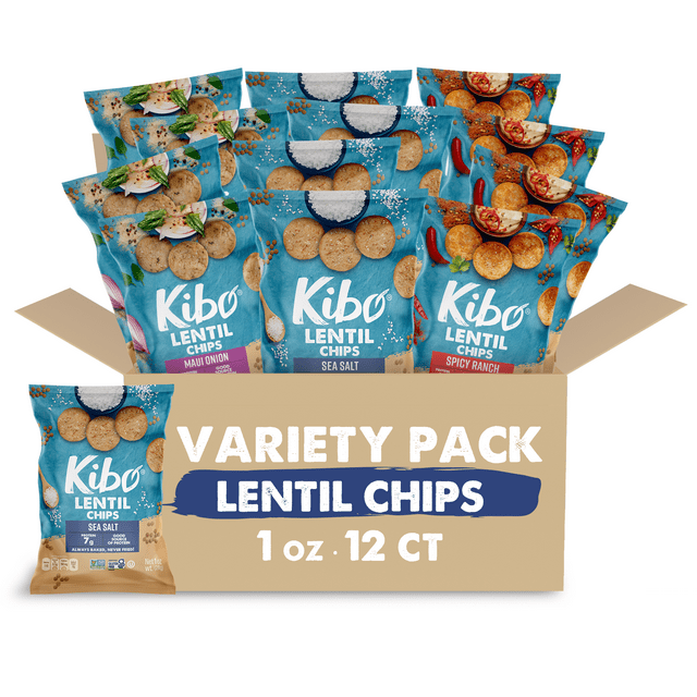 Kibo Healthy Snacks 3 Flavor Variety Pack Lentil Chips High Protein ...