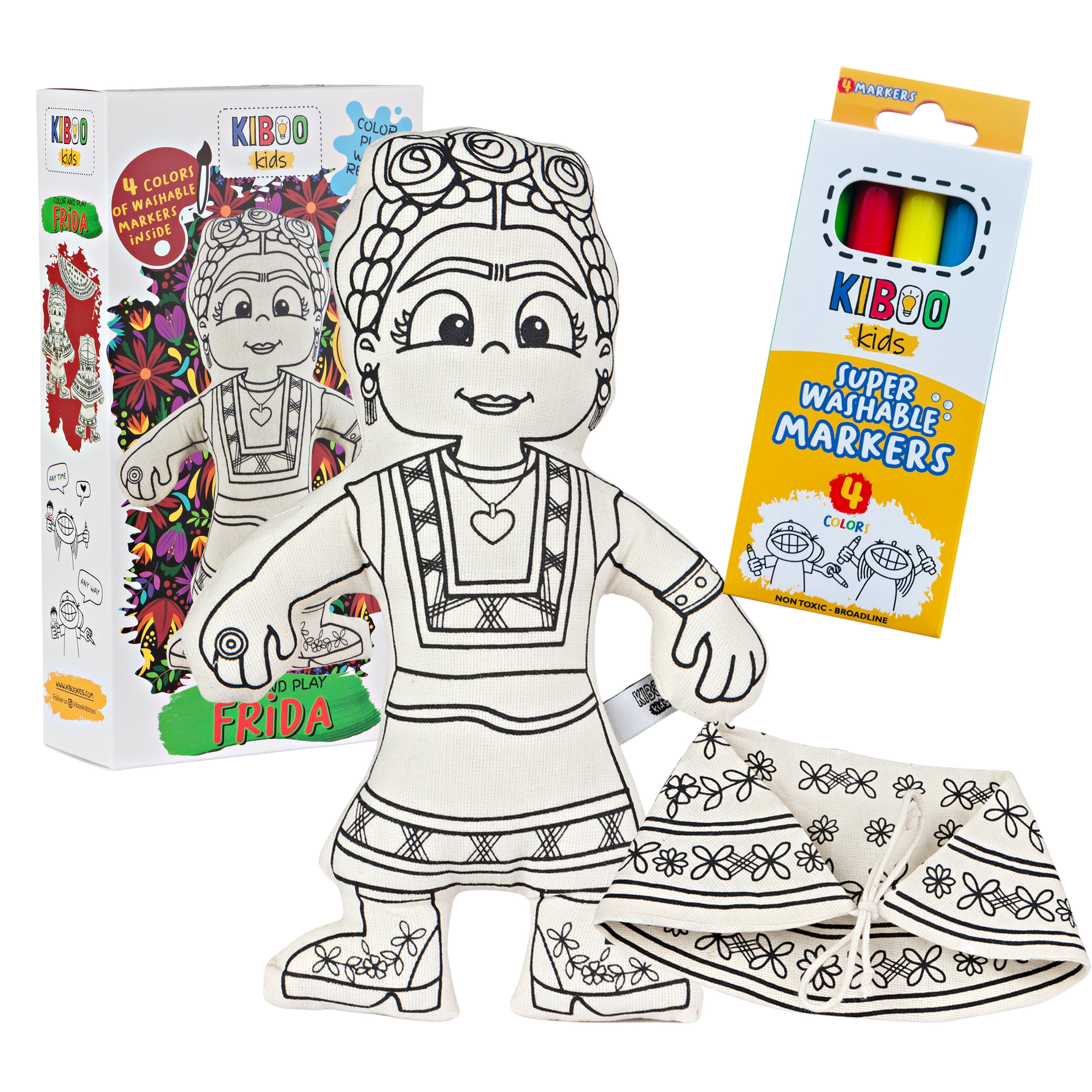 Kiboo Kids Artists Series: Frida with Shawl Coloring Set - Washable and ...