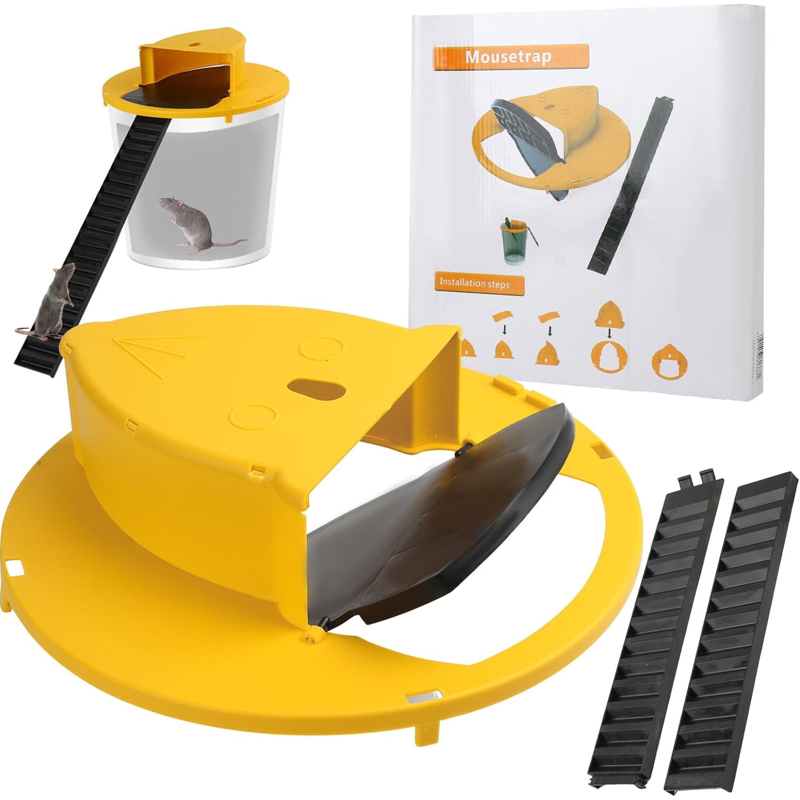 Kicbertin Mouse Trap Bucket Flip Lid, Multi Catch Humane Rat Trap for ...