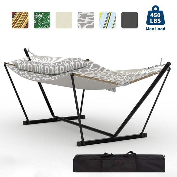 Kicctian 2 Person Hammock with Stand, Portable Double Hammock with 450 ...