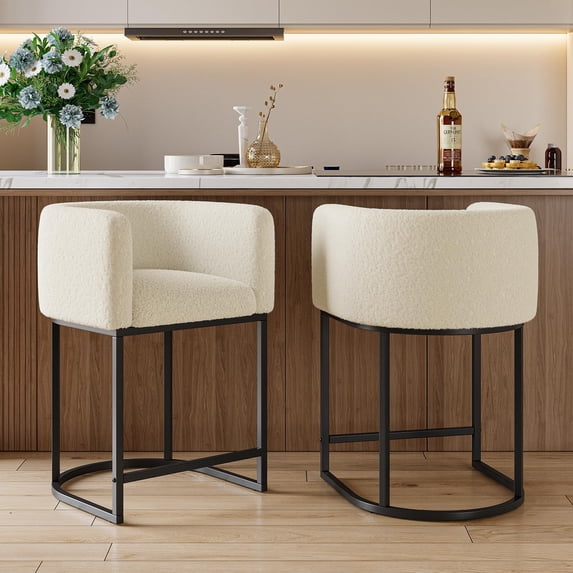 Kicctian Modern Lambswool Bar Stools Set of 2 – Counter Height with ...