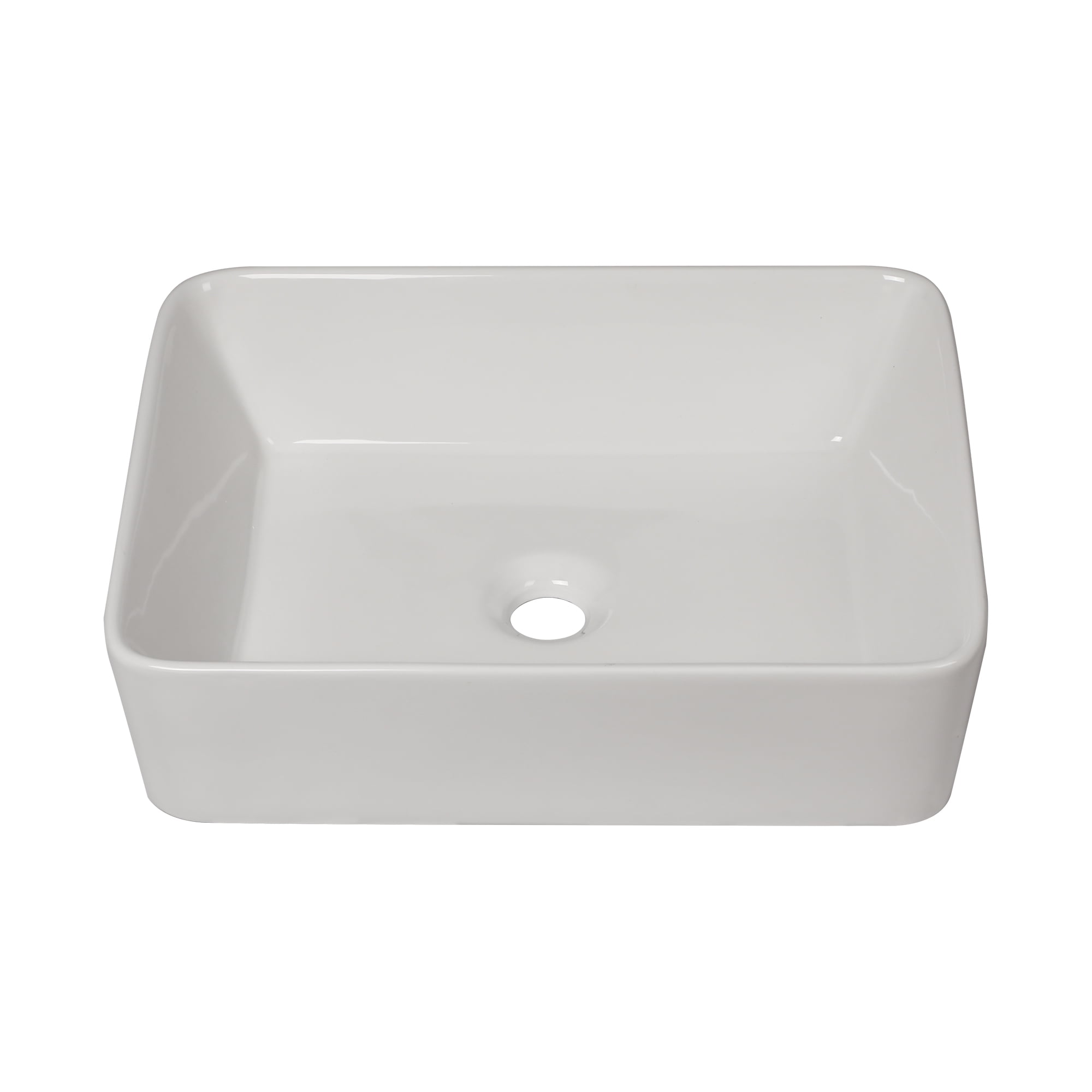 Kichae Rectangle Vessel Sink 19"x15" White Ceramic Bathroom Sink Glossy ...