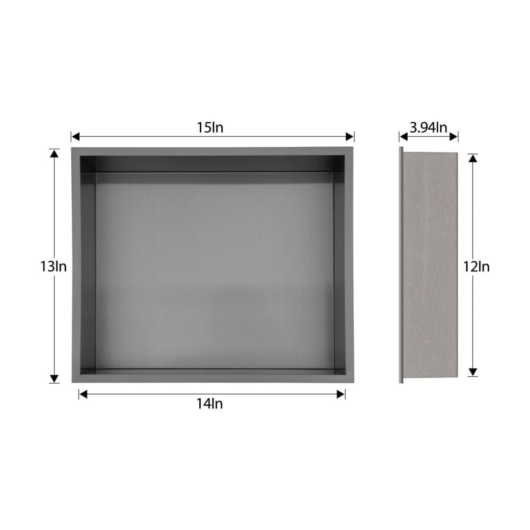 Kichae Shower Niche Stainless Steel 15"x13"x4" Shower Niche Black/Gold ...