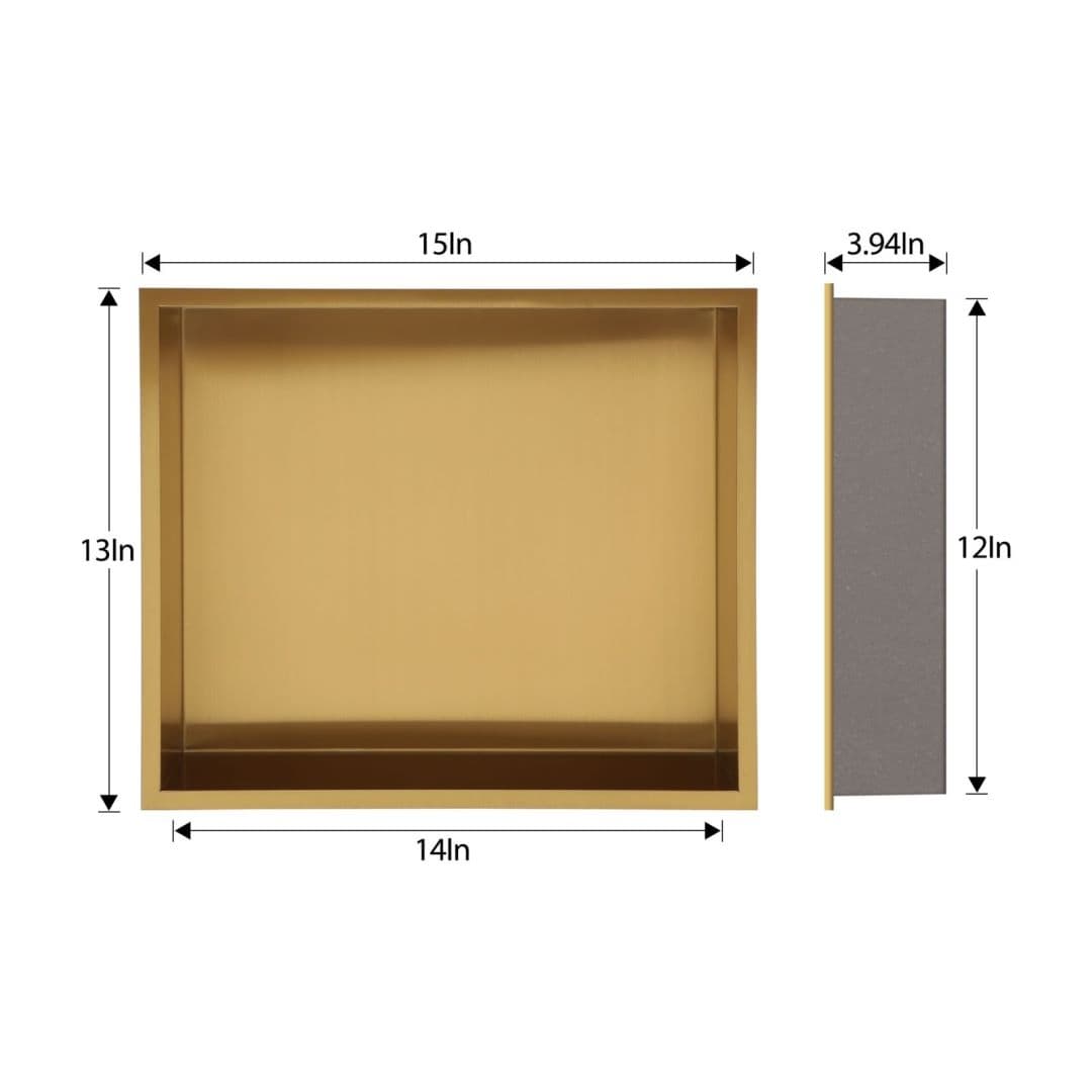 Kichae Shower Niche Stainless Steel 15"x13"x4" Shower Niche Black/Gold ...