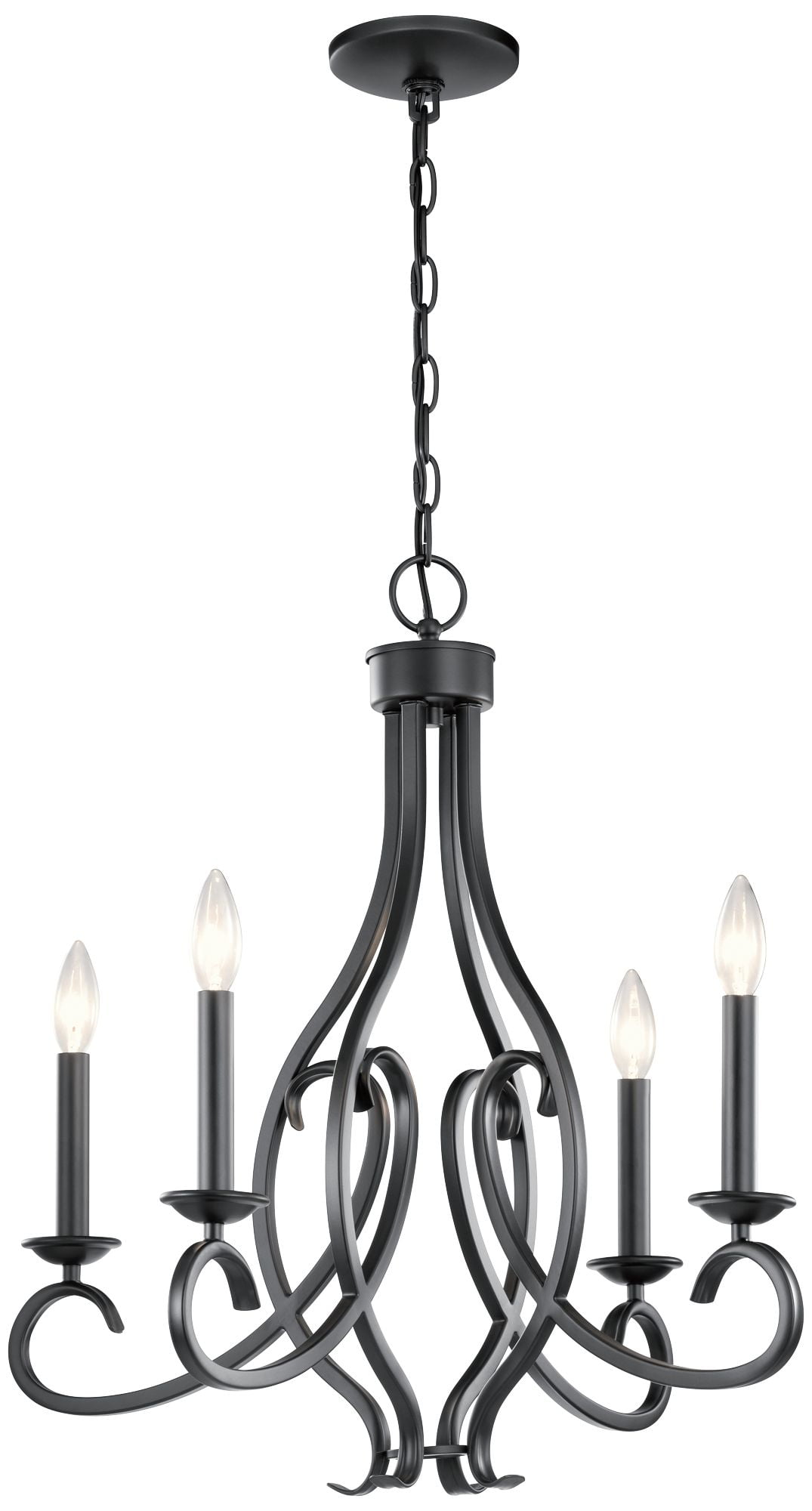 Kichler Black Ania 4 Light 23" Wide Small Dining Room Chandelier, Taper ...