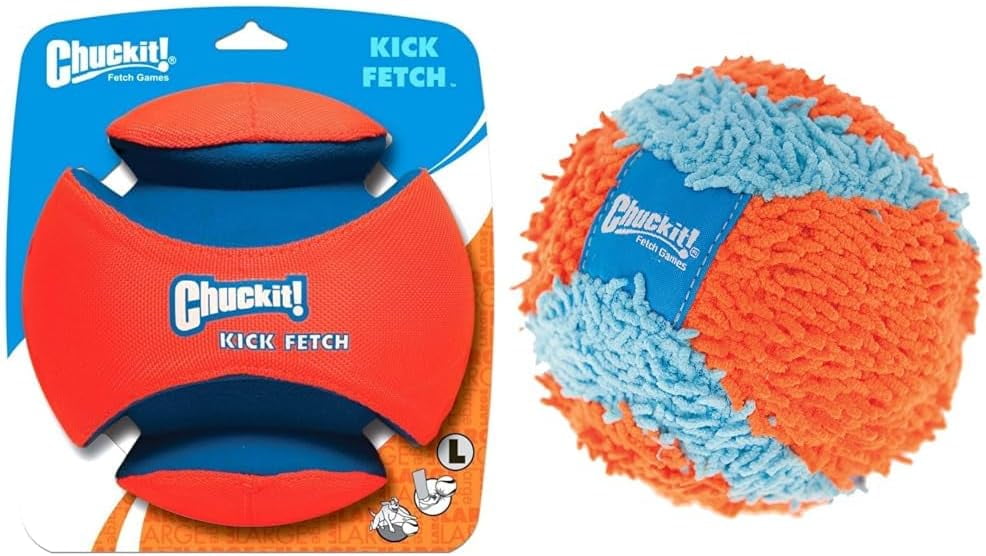 Kick Fetch Ball Dog Toy, Large (8 Inch) & Indoor Fetch Ball Dog Toy (4. ...