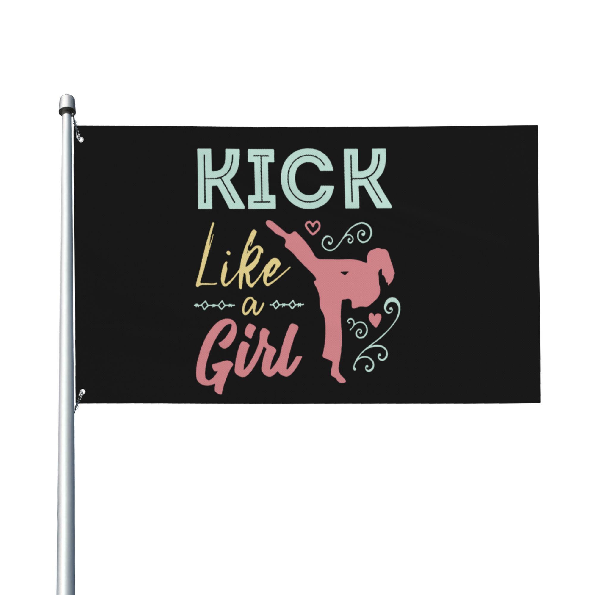 Kick Like A Girl Karate Taekwondo Flag Outdoor Garden Flag Breeze Flag ...