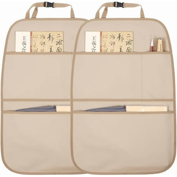 Beige Car Seat Storage Bag, Hanging Organizer With Pu Leather Material ...