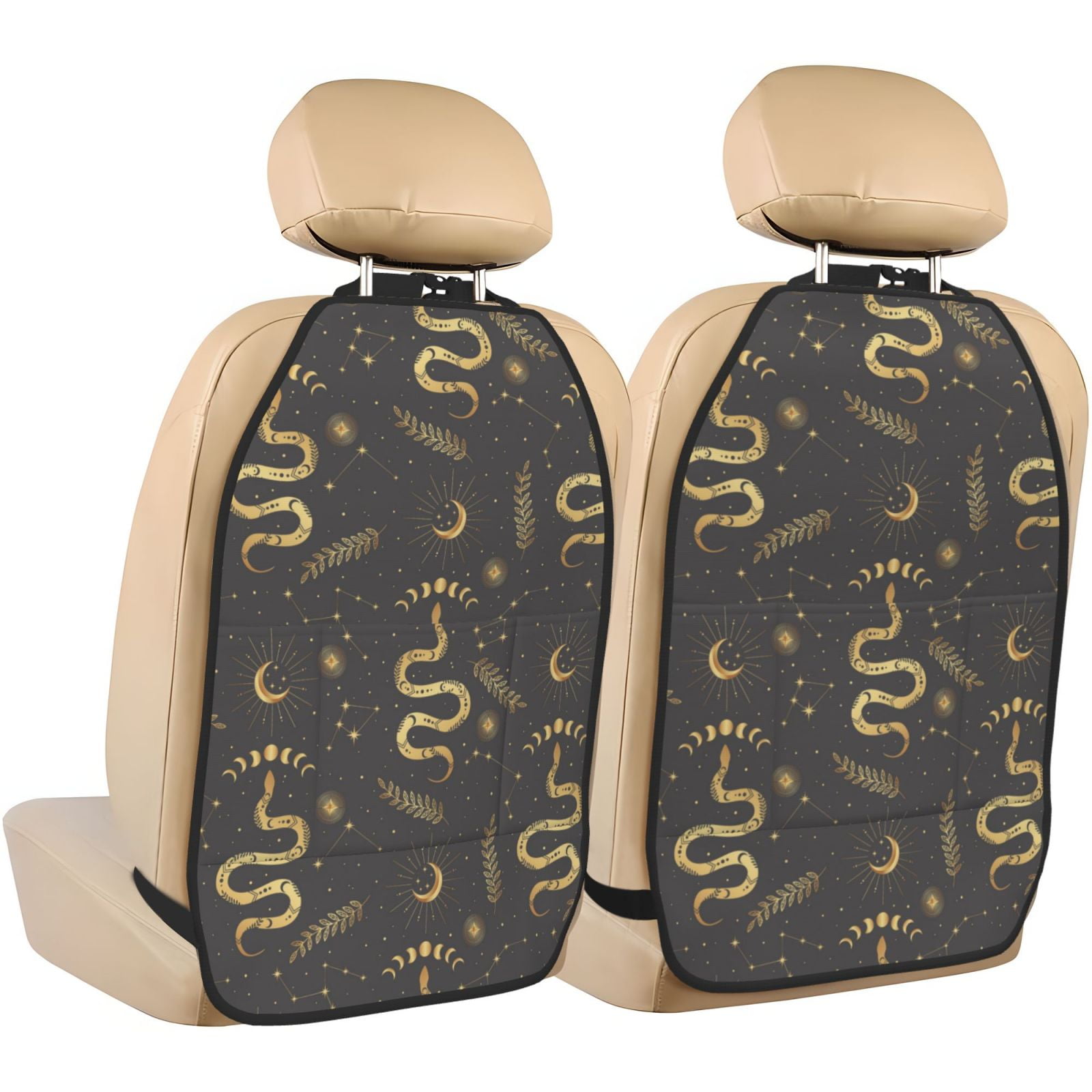 Kick Mats with Backseat Car Organizer 2 Pack - Gothic Funny Golden ...