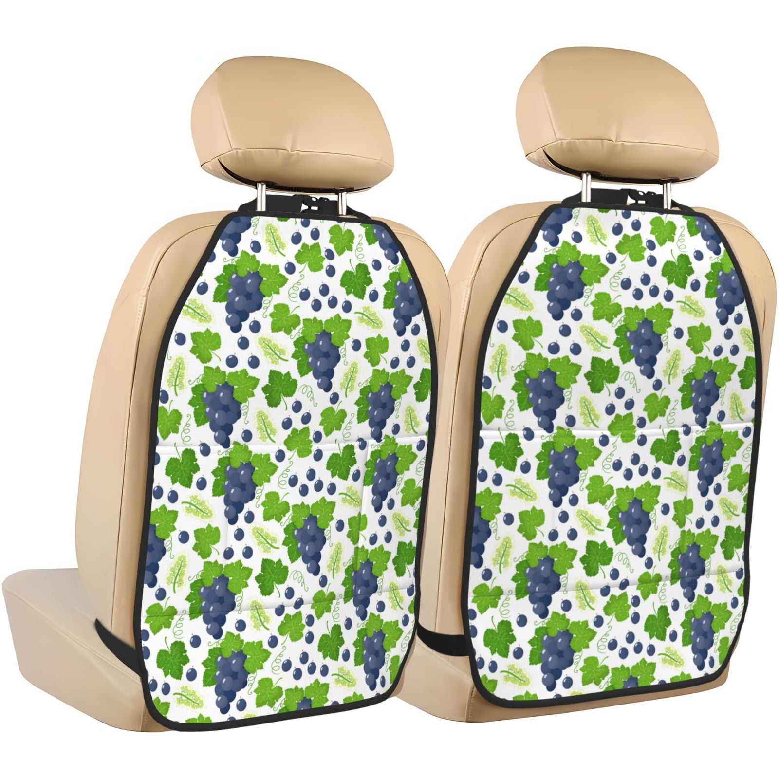 Kick Mats with Backseat Car Organizer 2 Pack - Grape Print cartoon ...