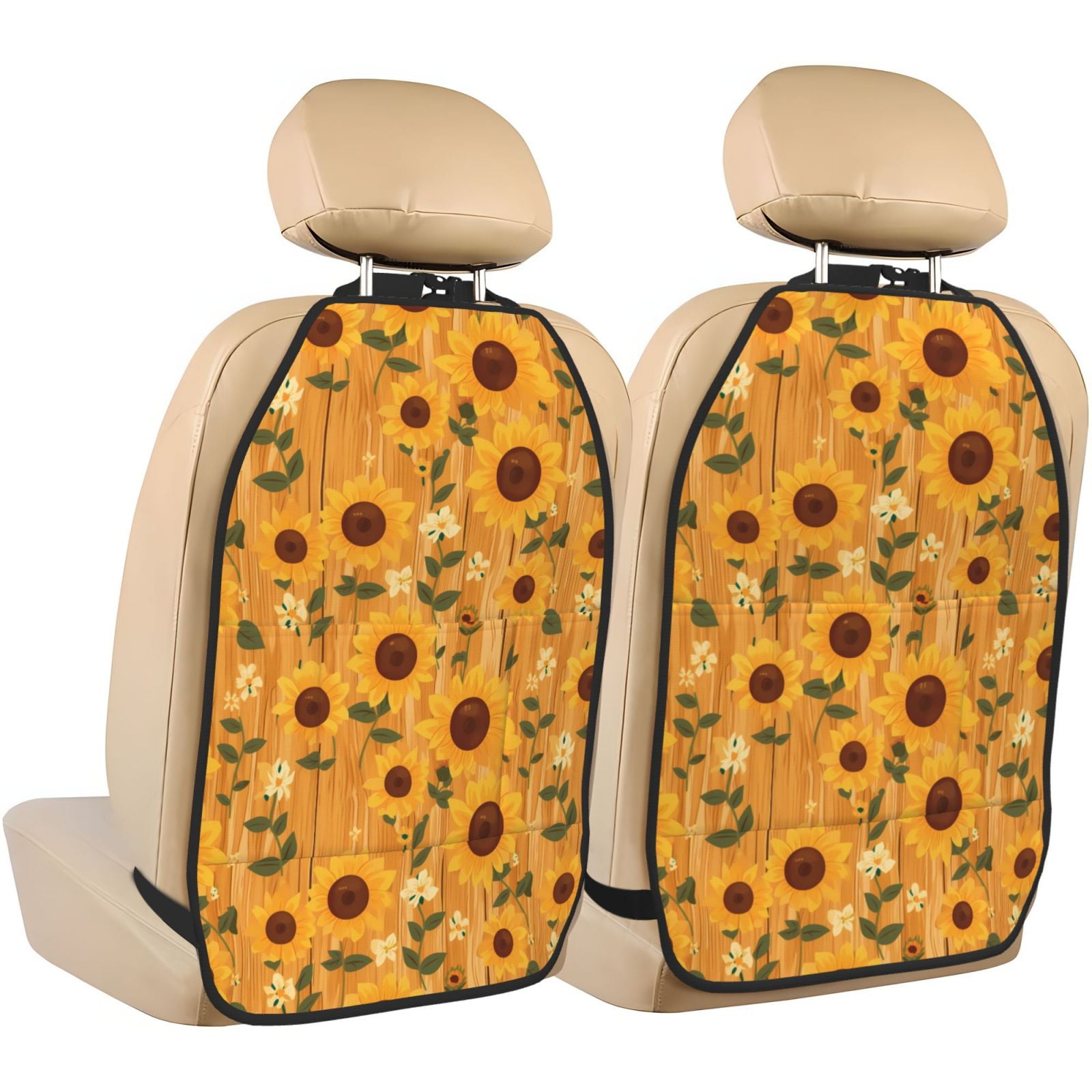 Kick Mats with Backseat Car Organizer 2 Pack - Modern Wood Grain ...