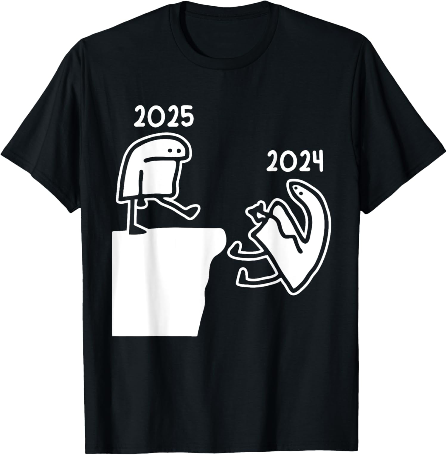 Kick Off Cliff Internet Meme Good Bye 2024 Hello 2025 Funny T-Shirt ...