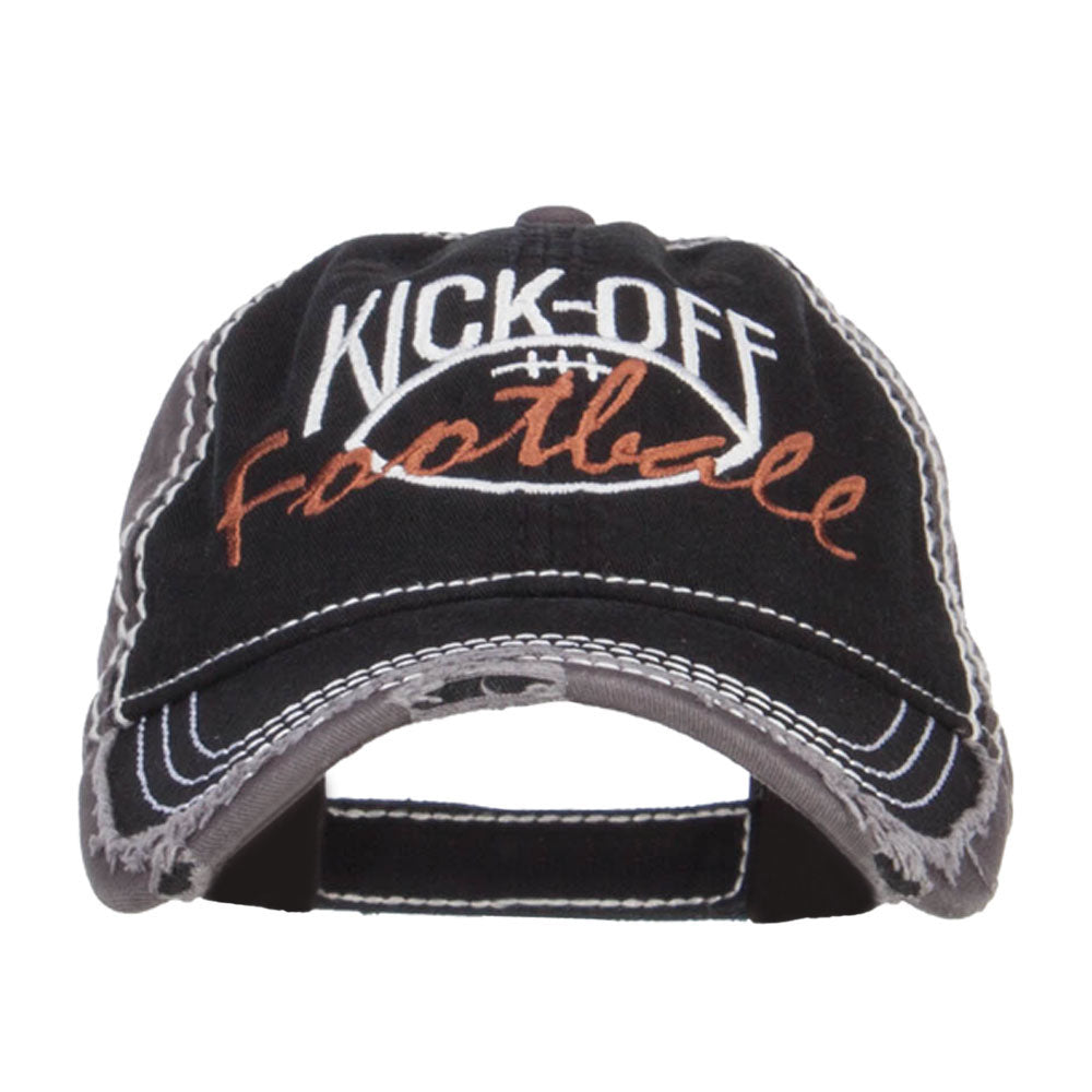 Kick Off Football Embroidered Frayed Bill Cap - Black Charcoal OSFM ...